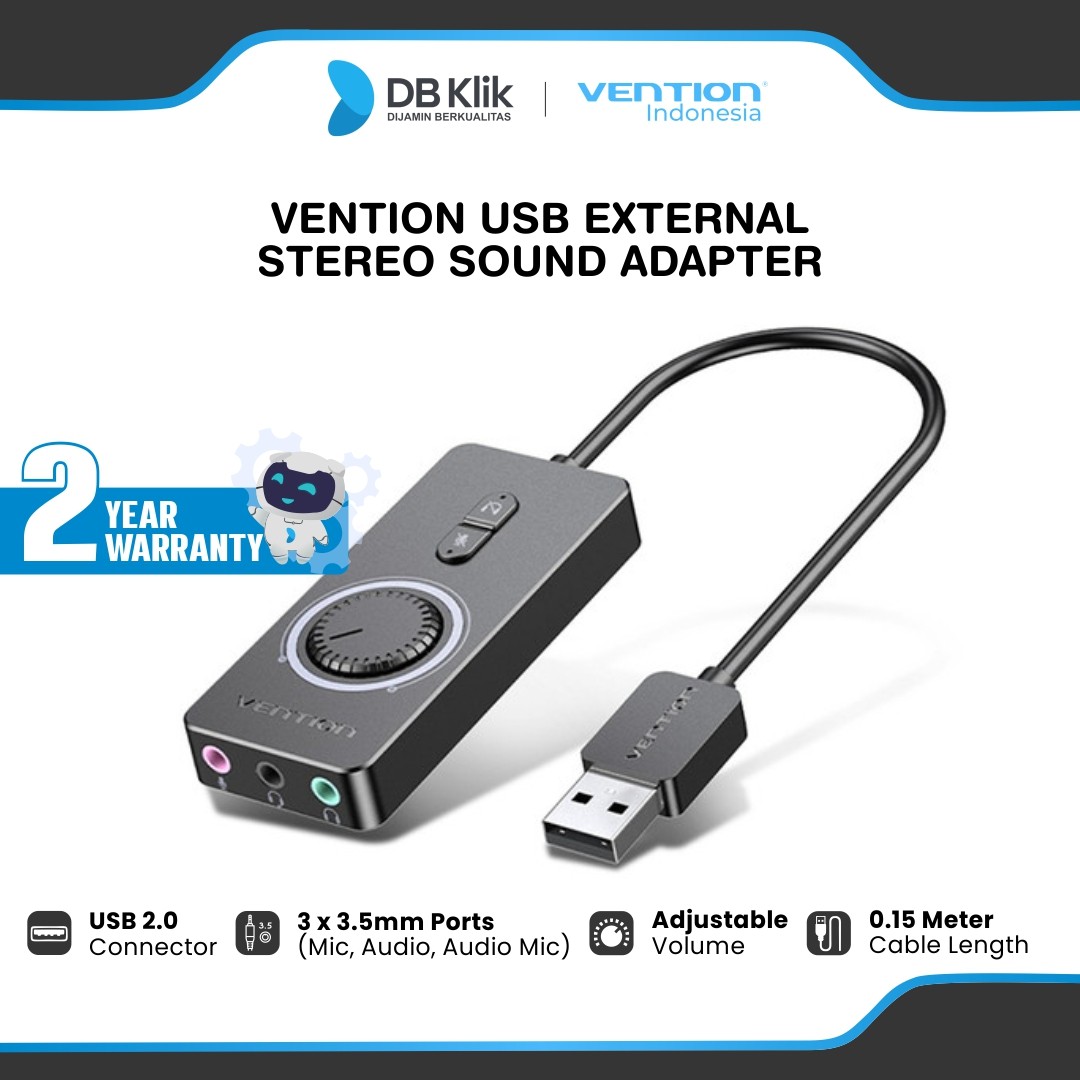 Sound Adapter Vention USB 2.0 External Stereo with Volume Control ...