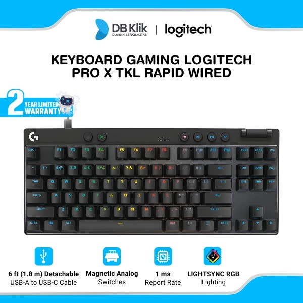 Keyboard Gaming Logitech PRO X TKL Rapid Tenkeyless Wired